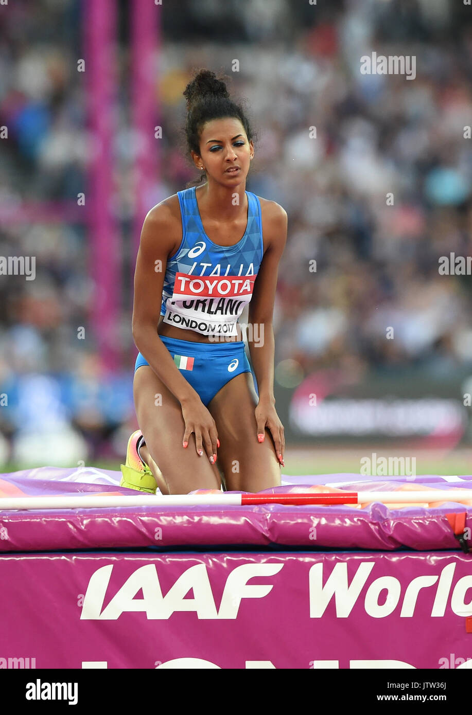 London, UK. 10th Aug, 2017. Erika Furlani, Italy, during high jump ...