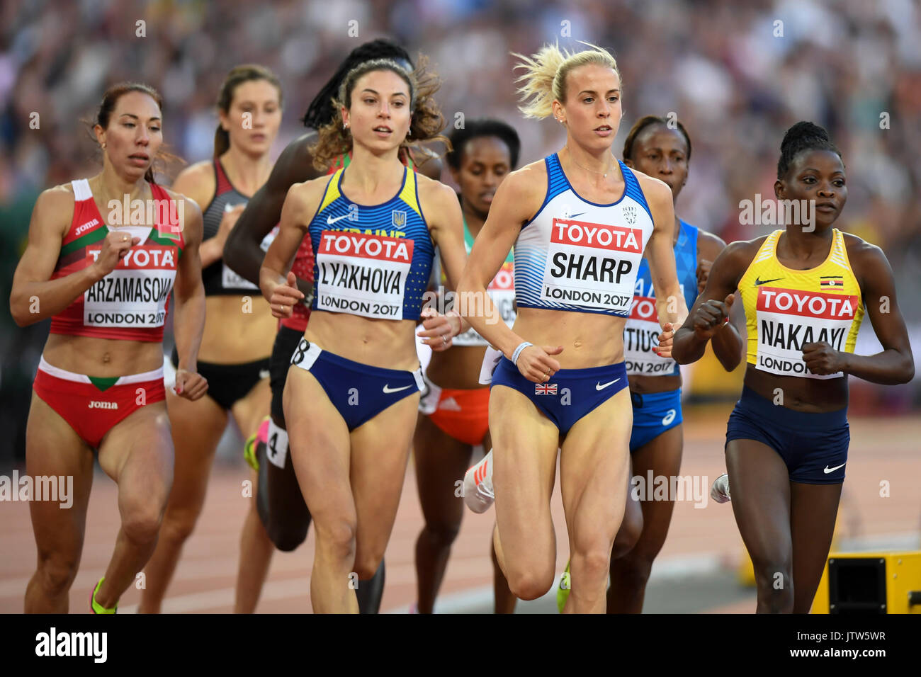London, UK. 10 August 2017. Lynsey Sharp (GB) in the women's 800m heats ...