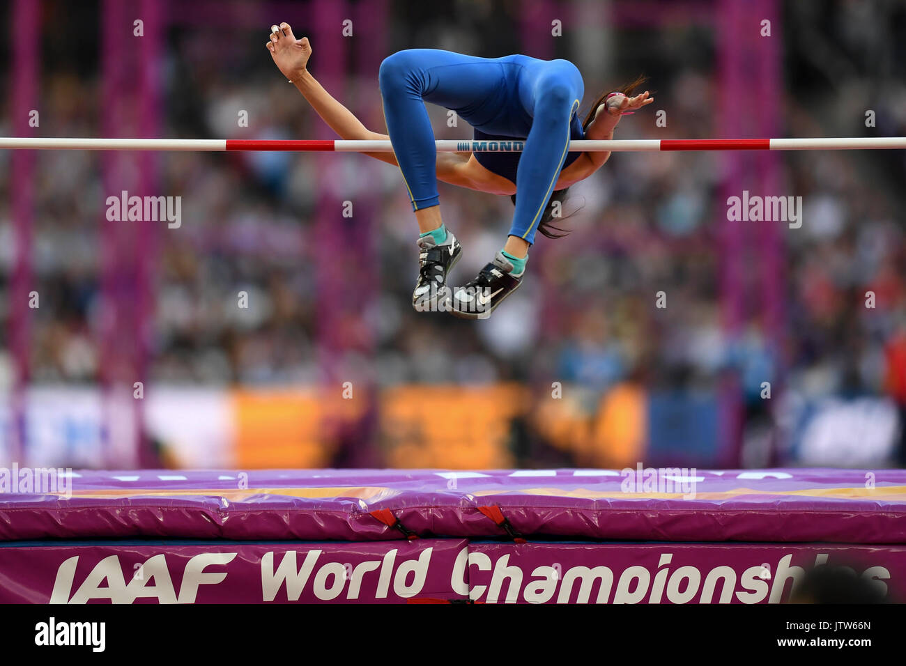 London, UK. 10 August 2017.Morgan Lake (GB) in the women's high jump ...