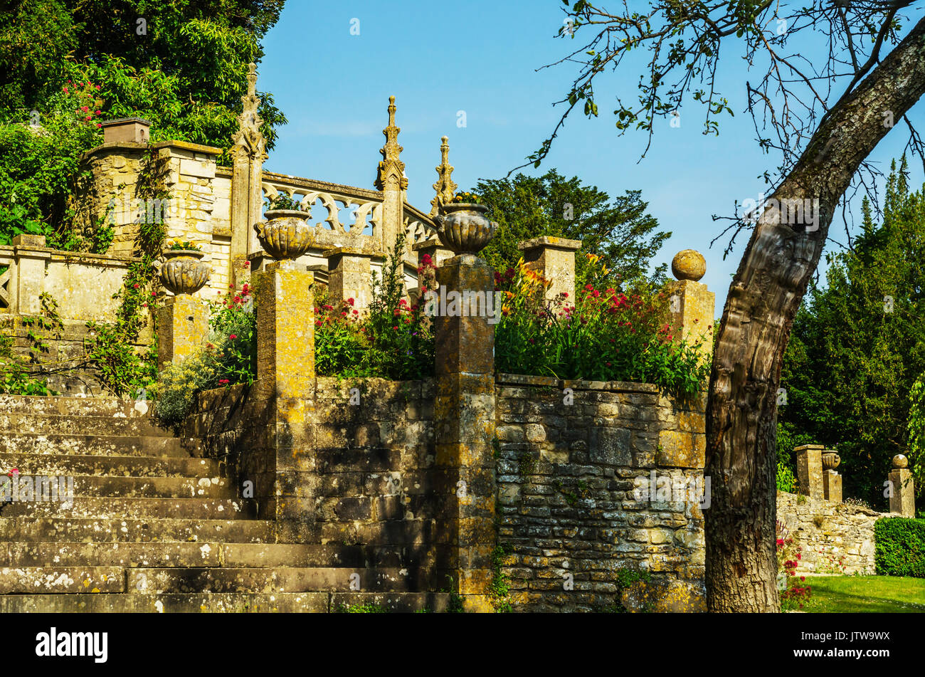 Old building stylized for historical castle, characteristic turrets ...