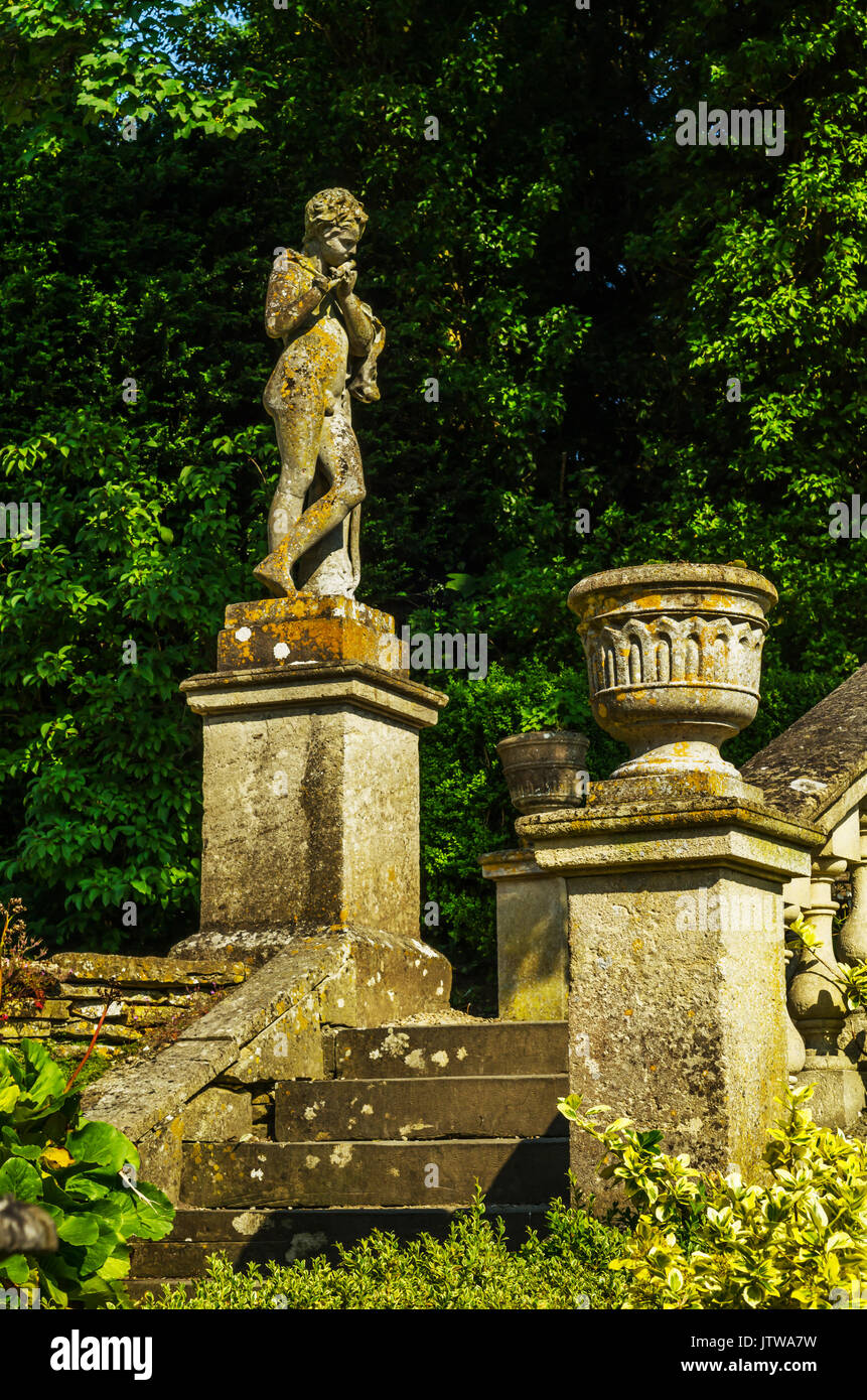 Old sculpture on the pedestal, beautifully preserved old artistic ...