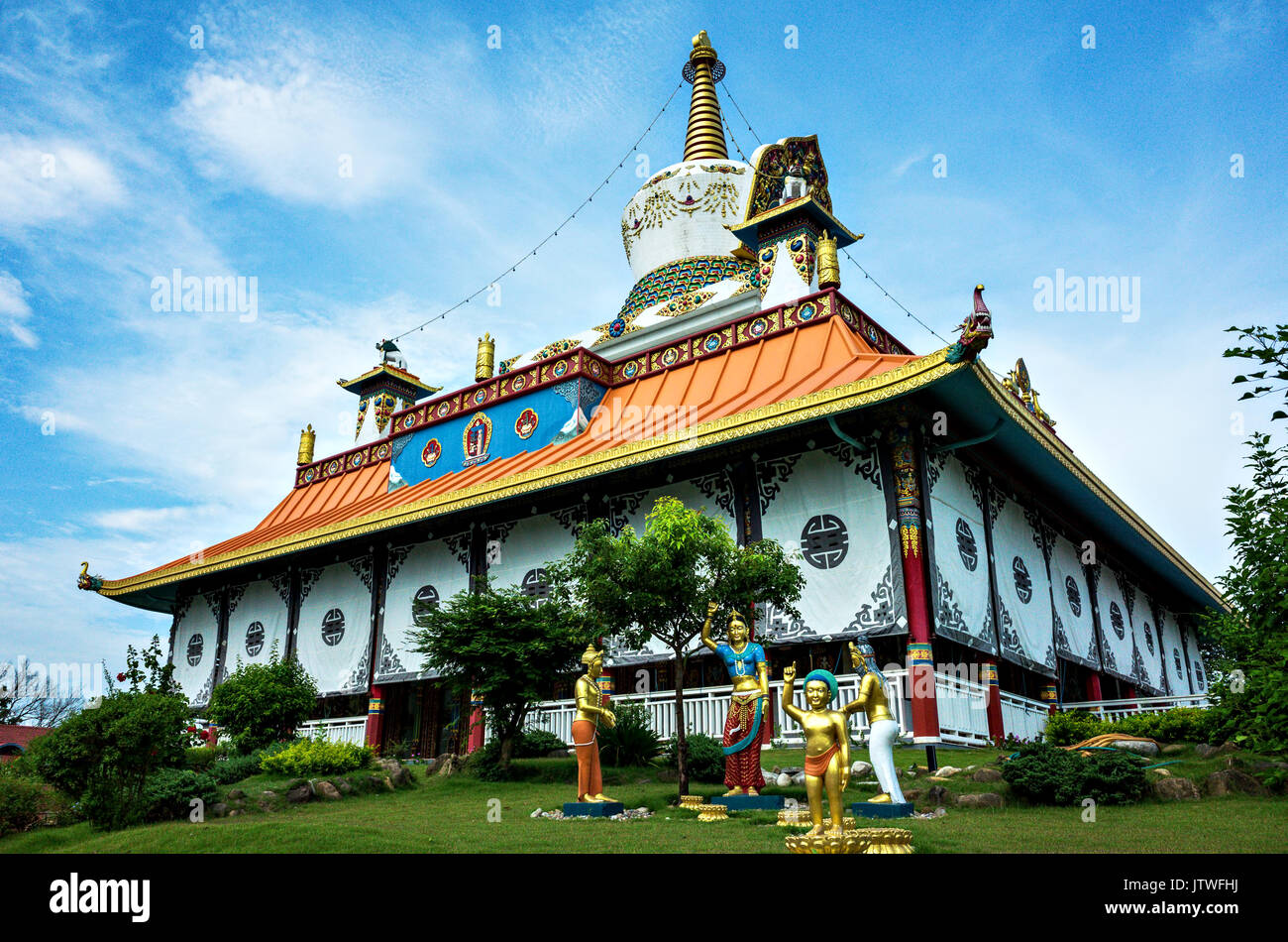 east view of The Great Drigung Lotus Stupa built by Germany, Lumbini ...