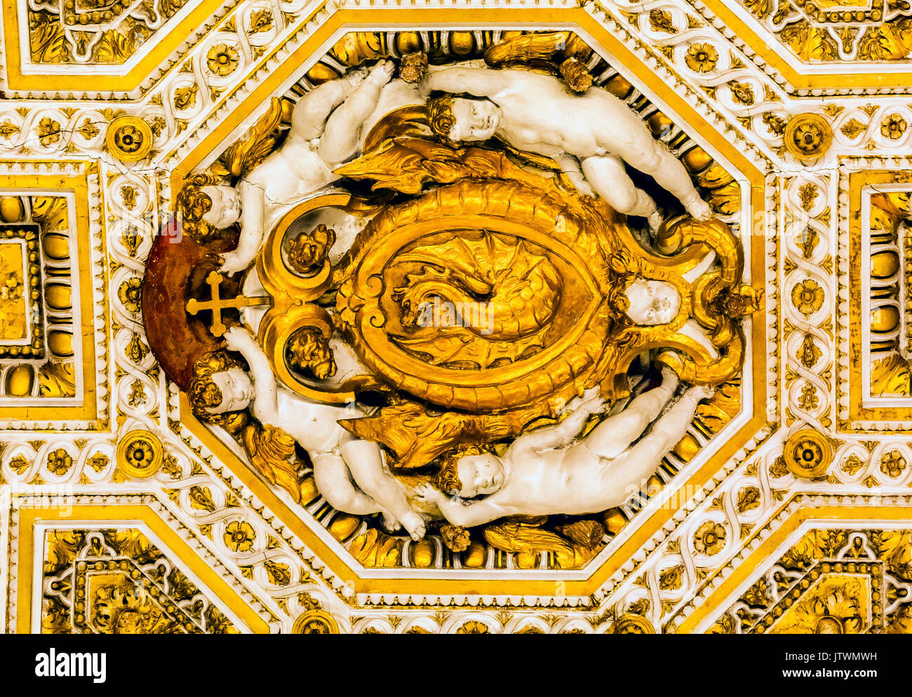 Angels Golden Dragon Ceiling Saint Peter's Basilica Vatican Rome Italy ...