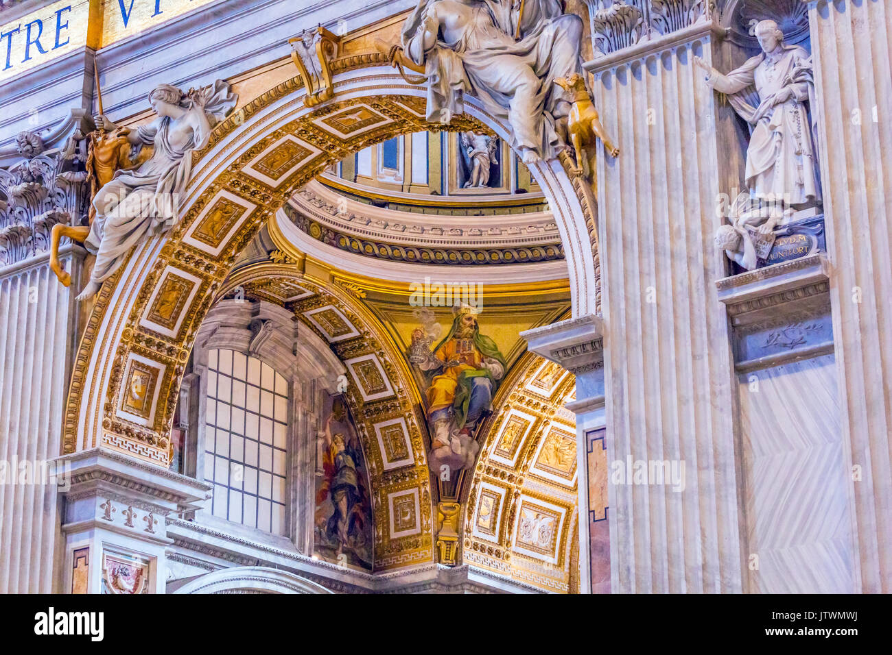 Arch Mosaic Statues Saint Peter's Basilica Vatican Rome Italy. Built in ...