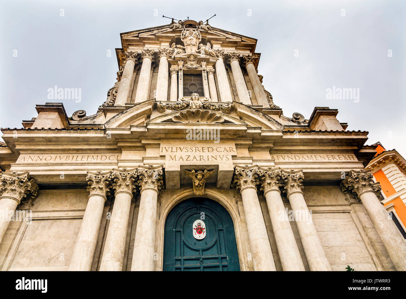 Door SS Vincenzo E Anastasio Church Basilica Dome Trevi Rome Italy ...