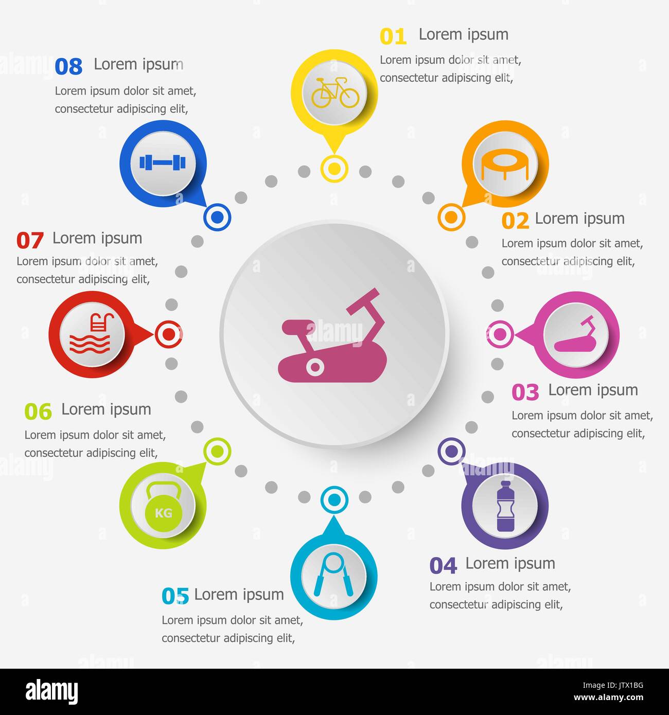 Infographic template with fitness icons, stock vector Stock Vector ...