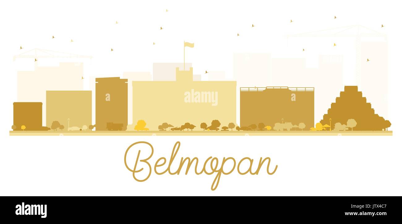 Belmopan City skyline golden silhouette. Vector Illustration. Simple ...