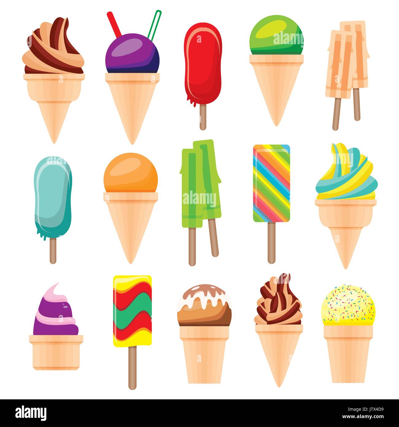 Ice Cream Set Isolated on White Background. Vector Illustration Stock ...