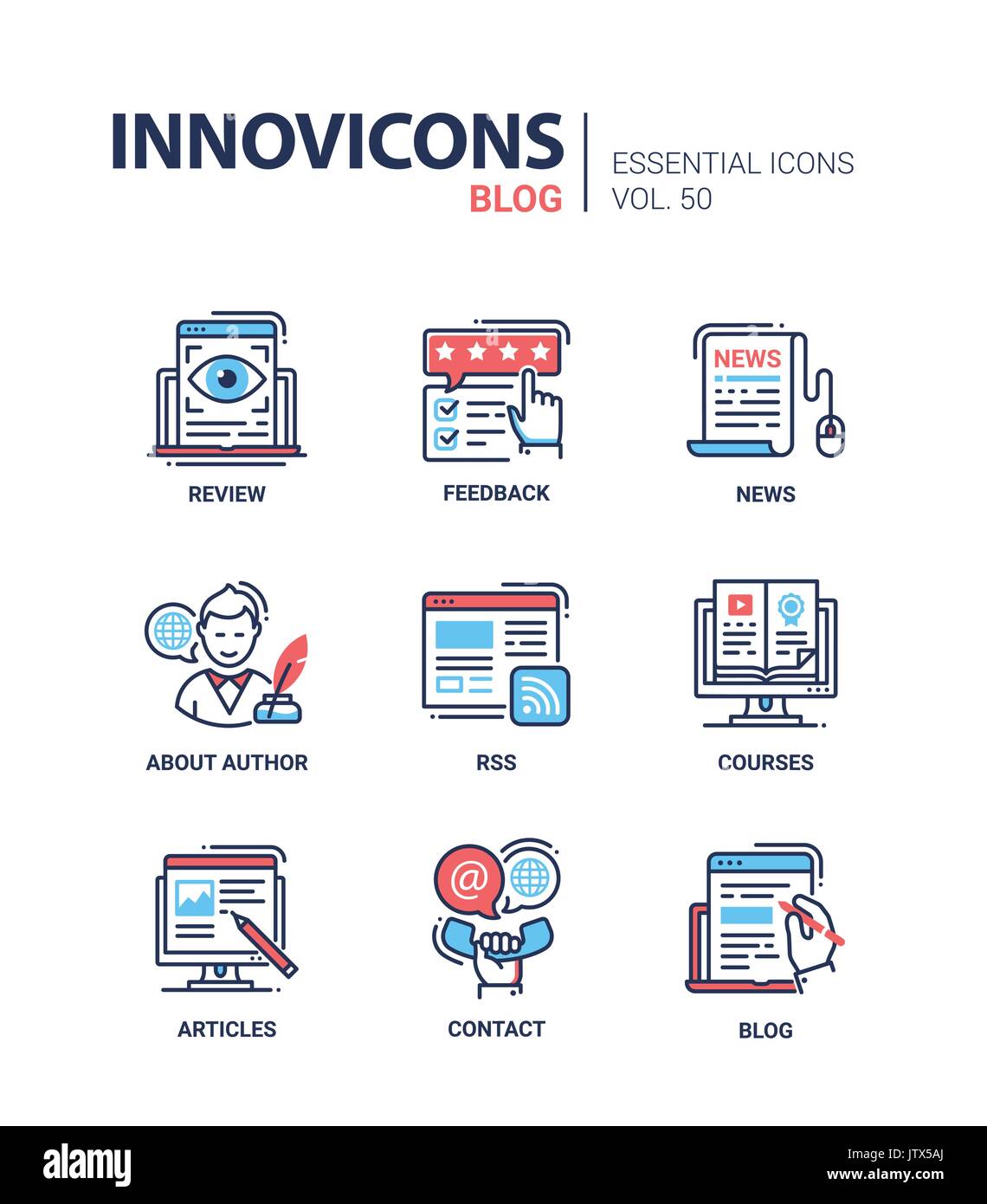 Blog - modern vector line design icons set Stock Vector Image & Art - Alamy