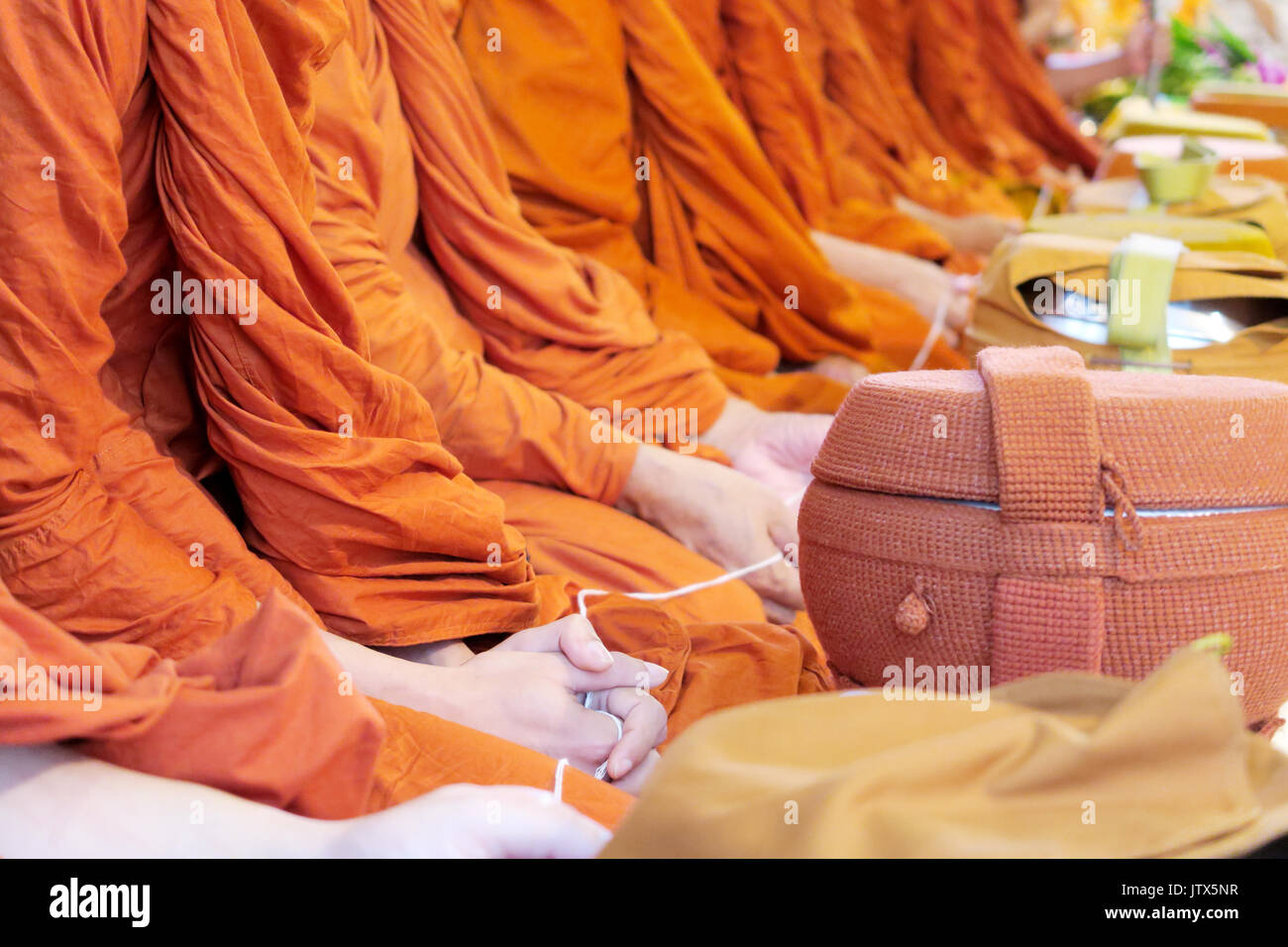 Pray, the monks and religious rituals in thai ceremony Stock Photo - Alamy