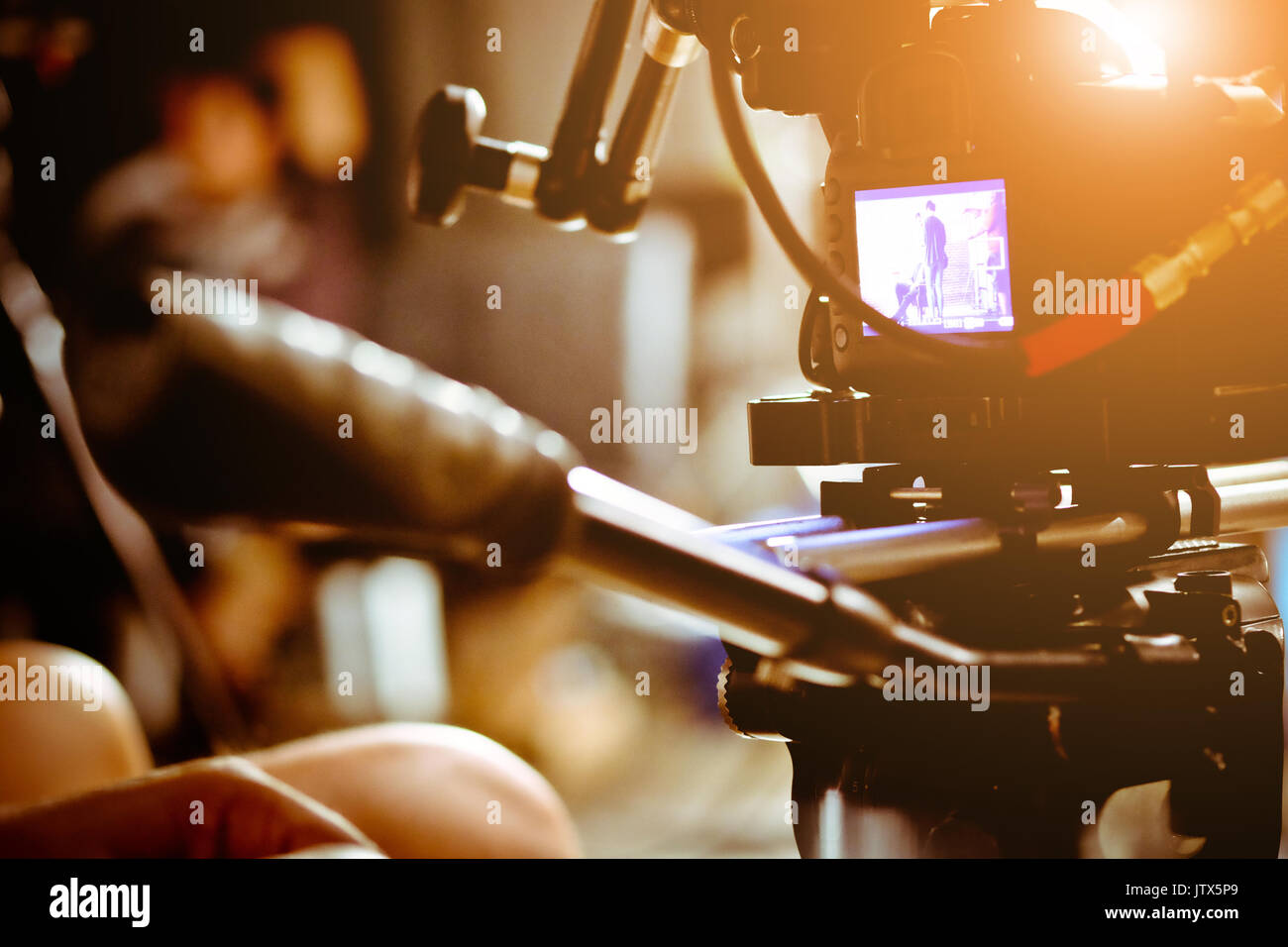 Filming with professional camer, Film Crew Stock Photo - Alamy