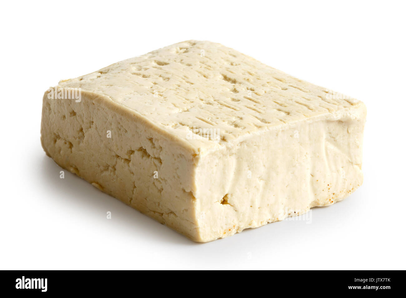 Single block of white tofu isolated on white Stock Photo - Alamy