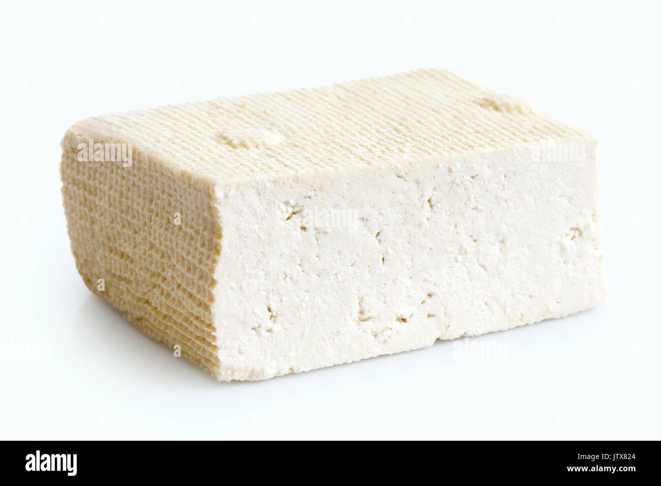 Single block of white tofu isolated on white Stock Photo - Alamy