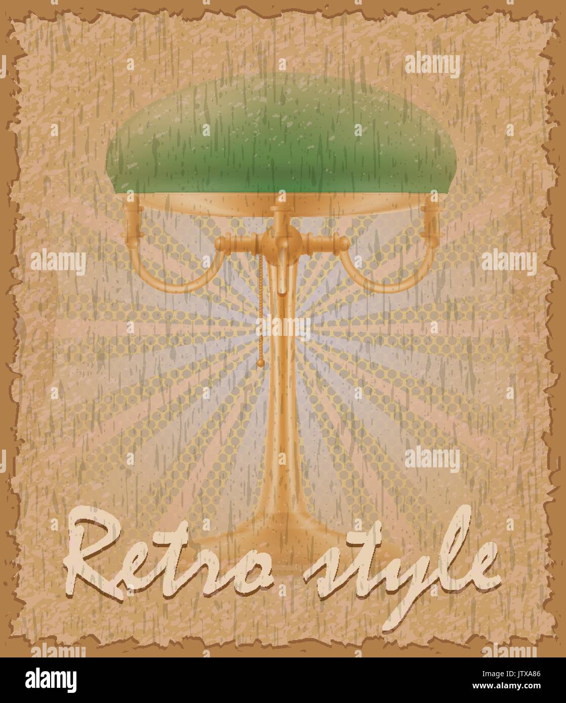 retro style poster old table lamp stock vector illustration Stock ...