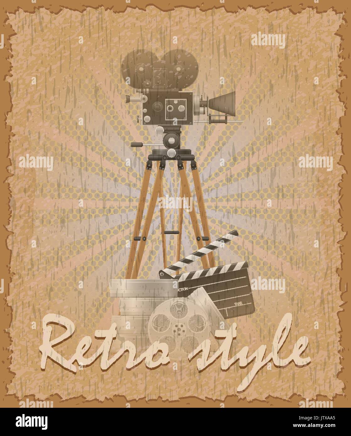 retro style poster old movie camera stock vector illustration Stock ...