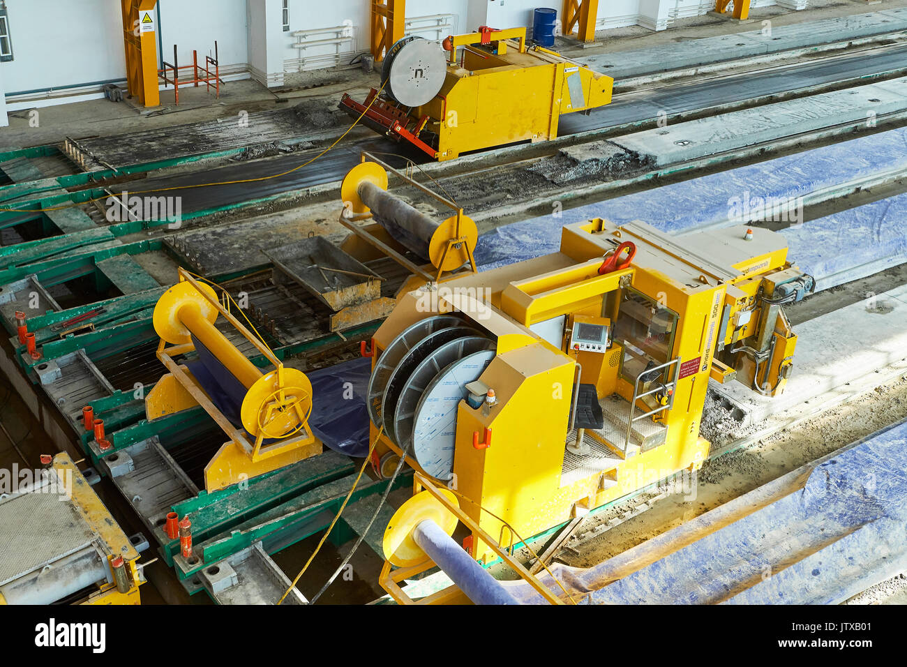 Manufacturing concrete slabs. reinforced concrete production Stock ...