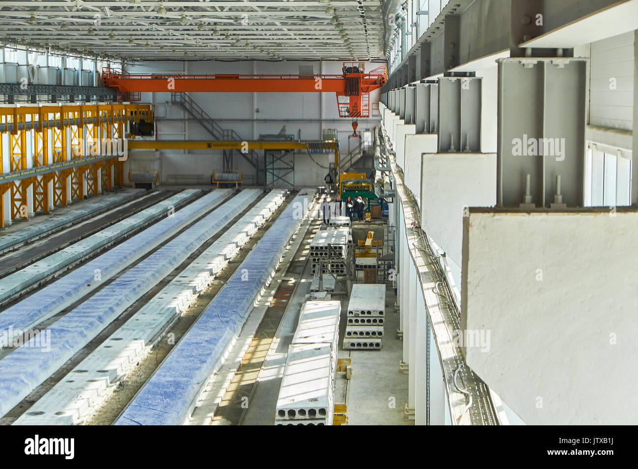 Manufacturing concrete slabs. reinforced concrete production Stock ...