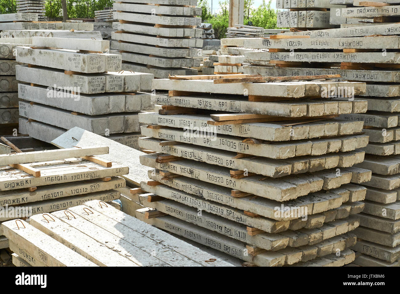 Manufacturing concrete slabs. reinforced concrete production Stock ...