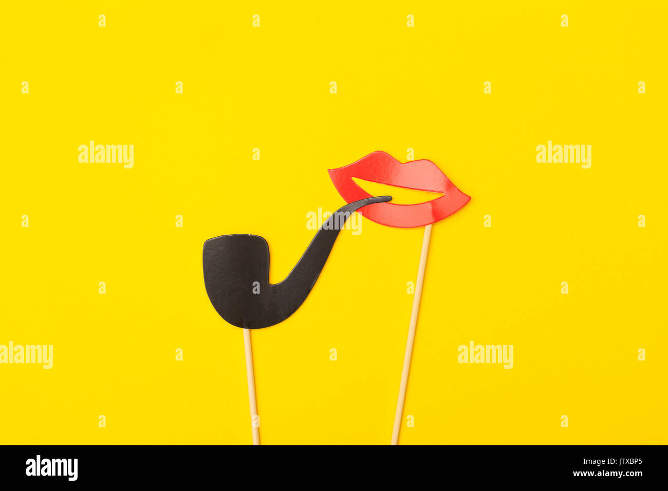 Photobooth props on a yellow background. Birthday, wedding party ...