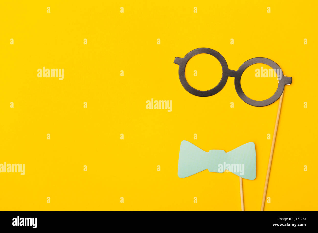 Photobooth props on a yellow background. Birthday, wedding party ...