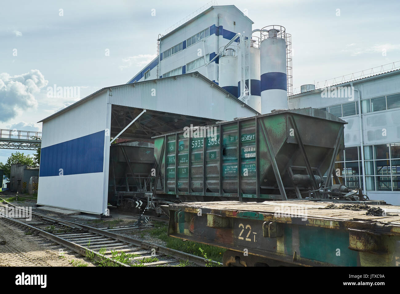 Manufacturing concrete slabs. reinforced concrete production Stock ...