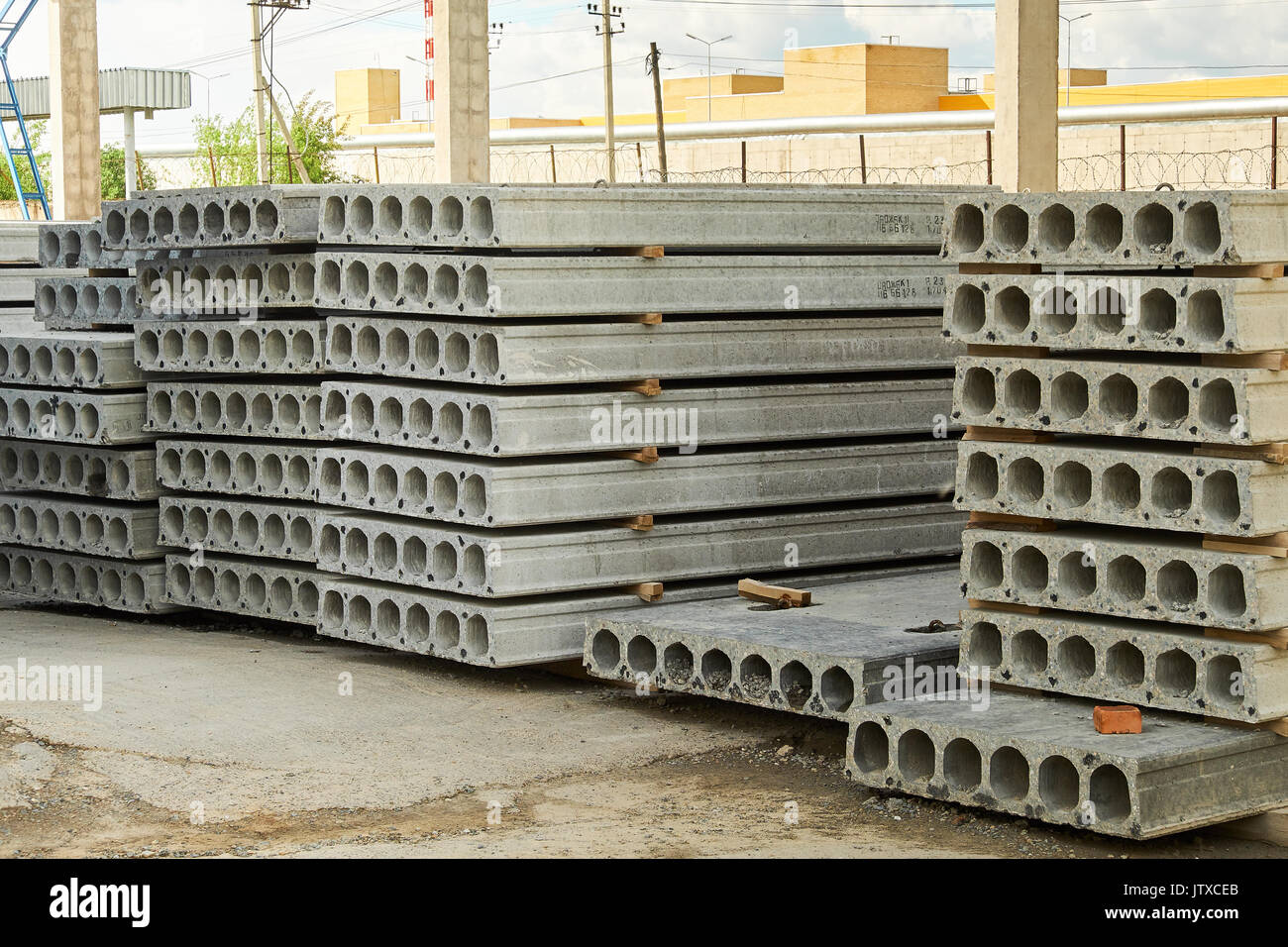 Manufacturing concrete slabs. reinforced concrete production Stock ...