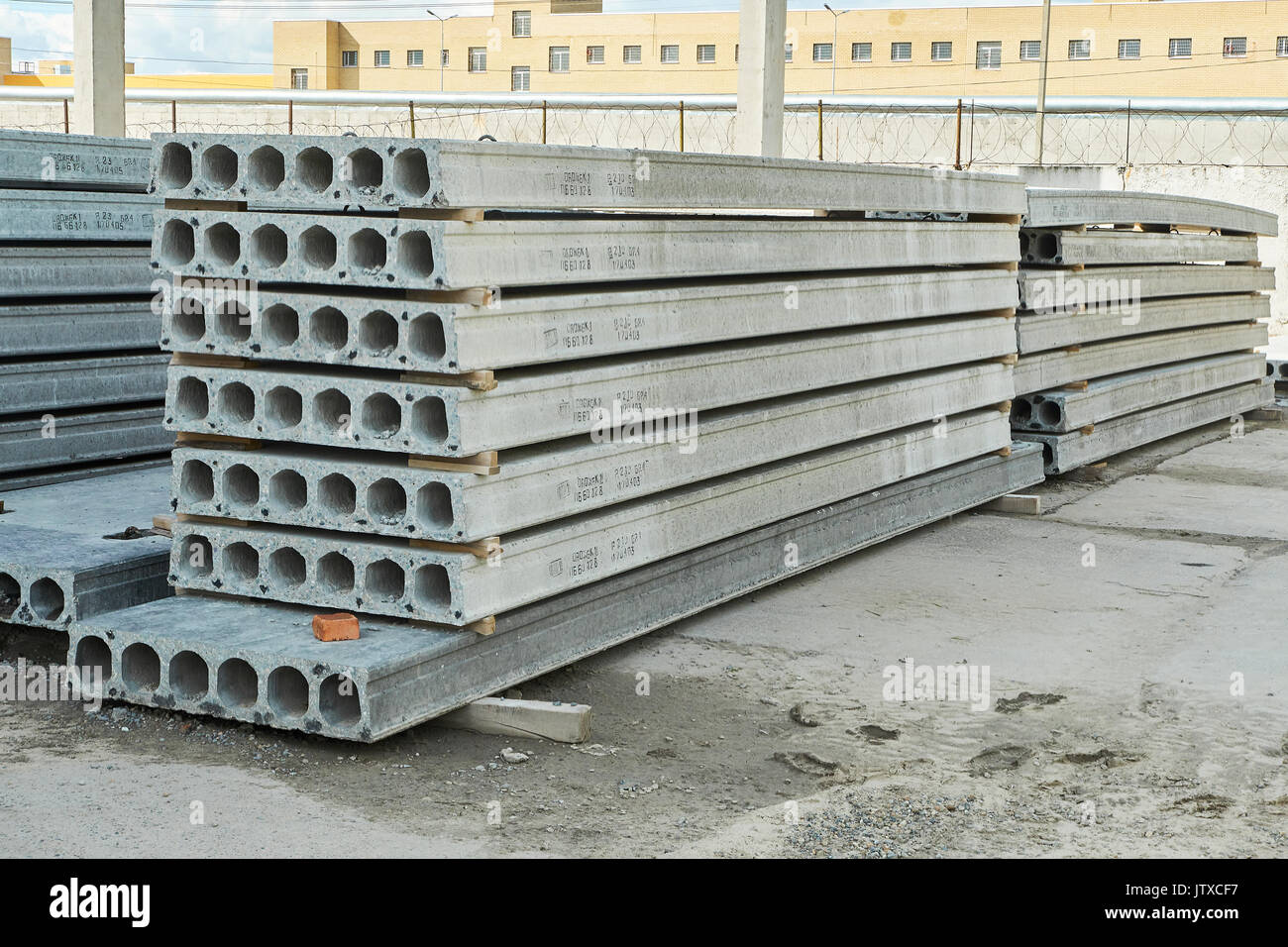 Manufacturing concrete slabs. reinforced concrete production Stock ...