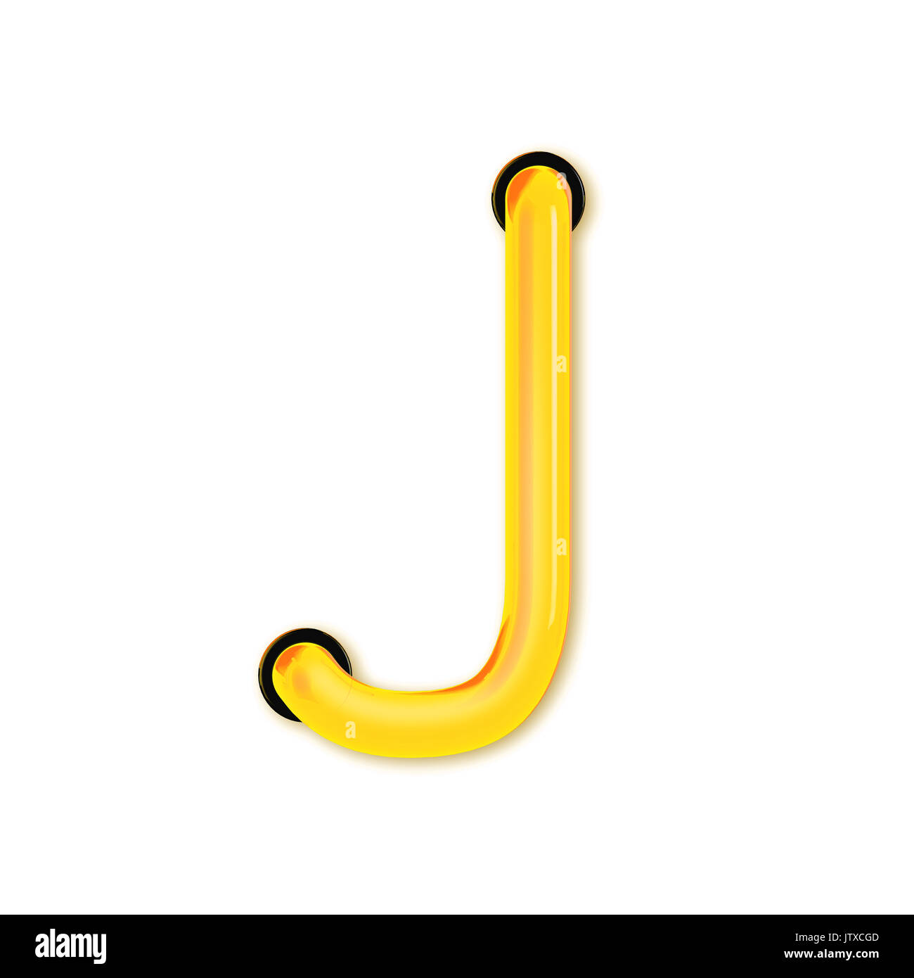 Neon tube style light letter J. Glowing neon Capital letter. 3D ...