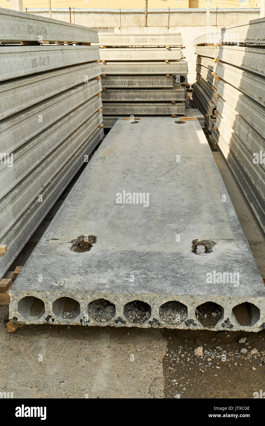 Manufacturing concrete slabs. reinforced concrete production Stock ...