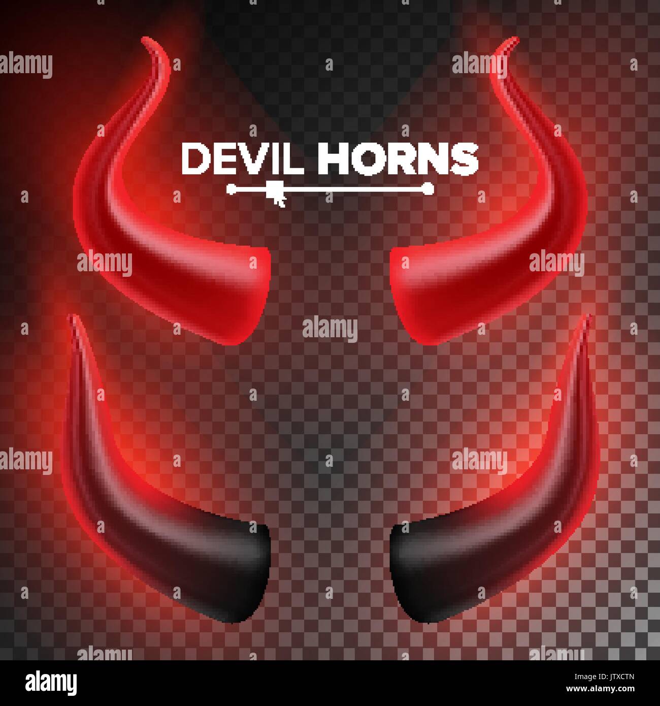 Devils Horns Vector. Red Luminous Horn. Isolated On White Background ...