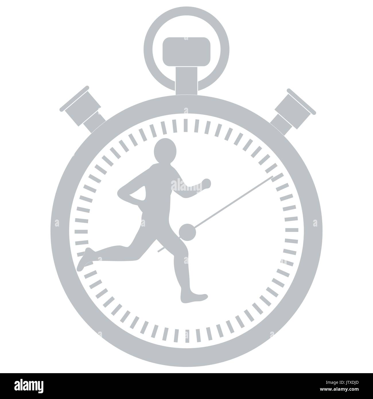 Stylized icon of the runner with a stopwatch on a white background ...