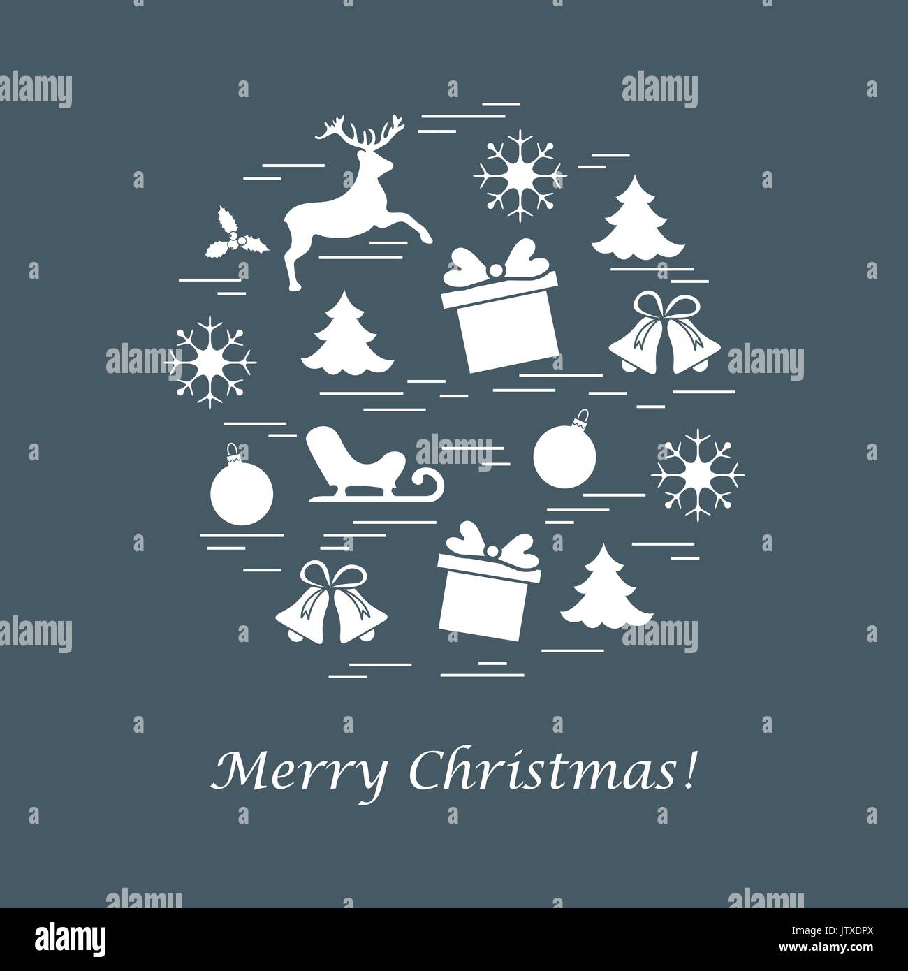 Vector illustration of different new year and christmas symbols ...