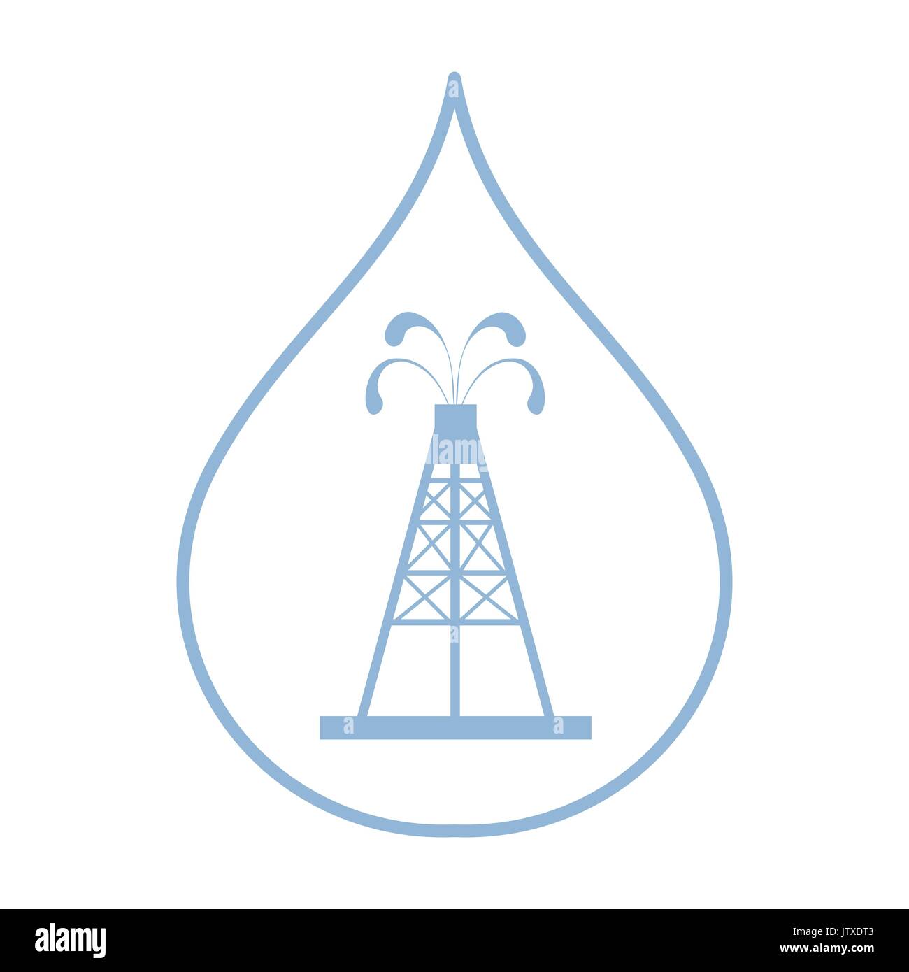 Stylized icon of the silhouette oil rig with fountains spurting up oil ...