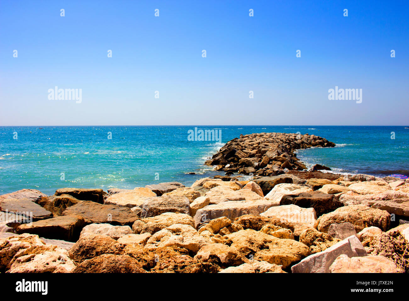 Beach. Summer beach view. Puerto Banus city, Marbella, Andalusia, Spain ...