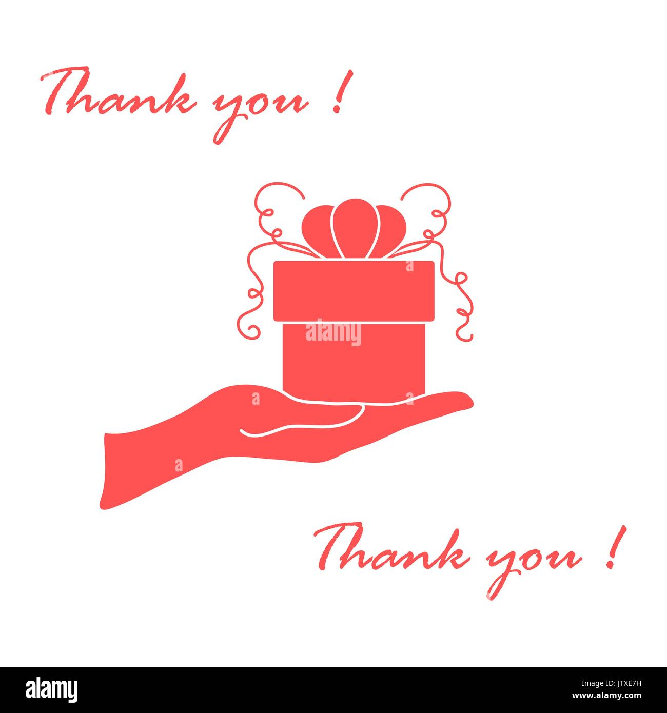 Cute picture with hand holding out a gift and an inscription: thank you ...