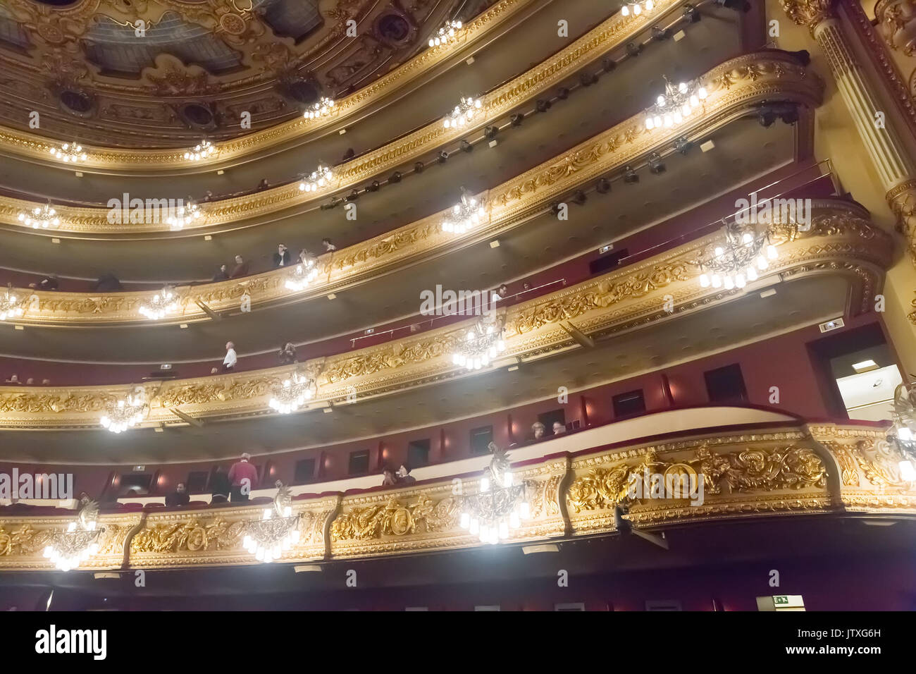 Interior of Gran Teatre del Liceu, famous opera house in Barcelona ...
