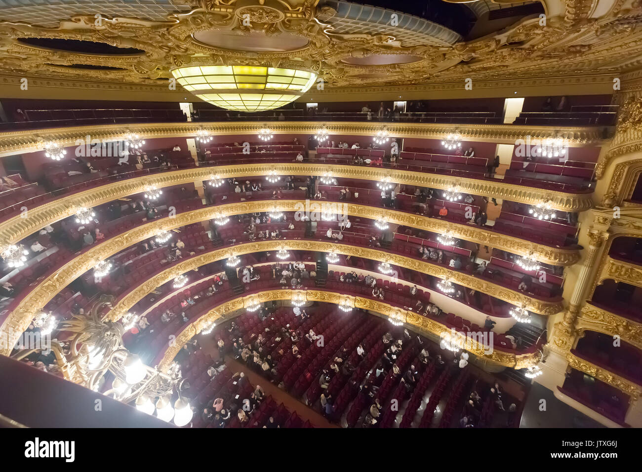 Interior of The Gran Teatre del Liceu, famous opera house in Barcelona ...