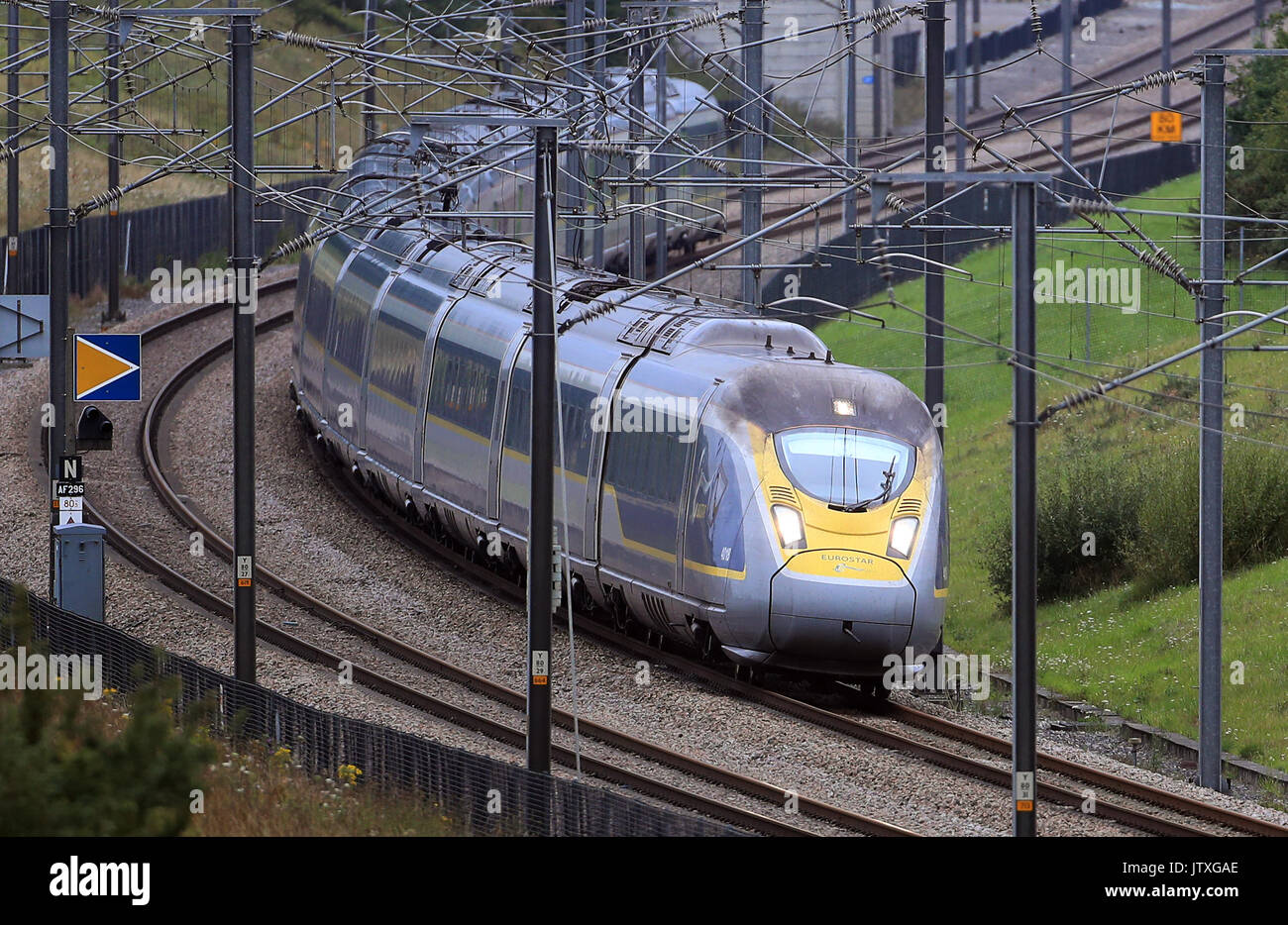 A Eurostar e320 train, the latest train the Eurostar fleet, passes ...