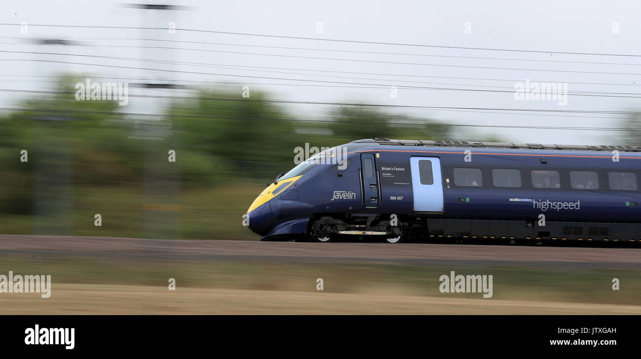 A hitachi javelin high speed train passes through ashford hi-res stock ...
