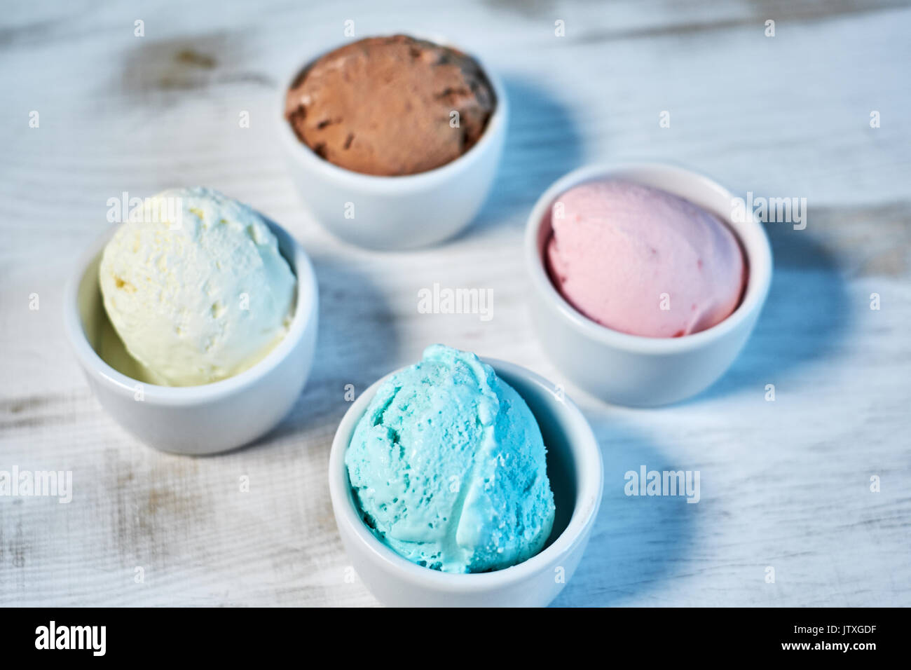 Selection of gourmet flavours of Italian ice cream in vibrant colors ...