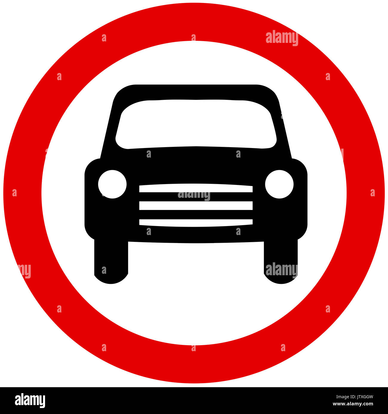 No entry for cars road sign on white background Stock Photo - Alamy