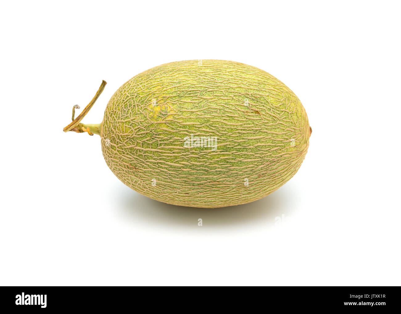 side view fresh green hami melon on a white background Stock Photo - Alamy