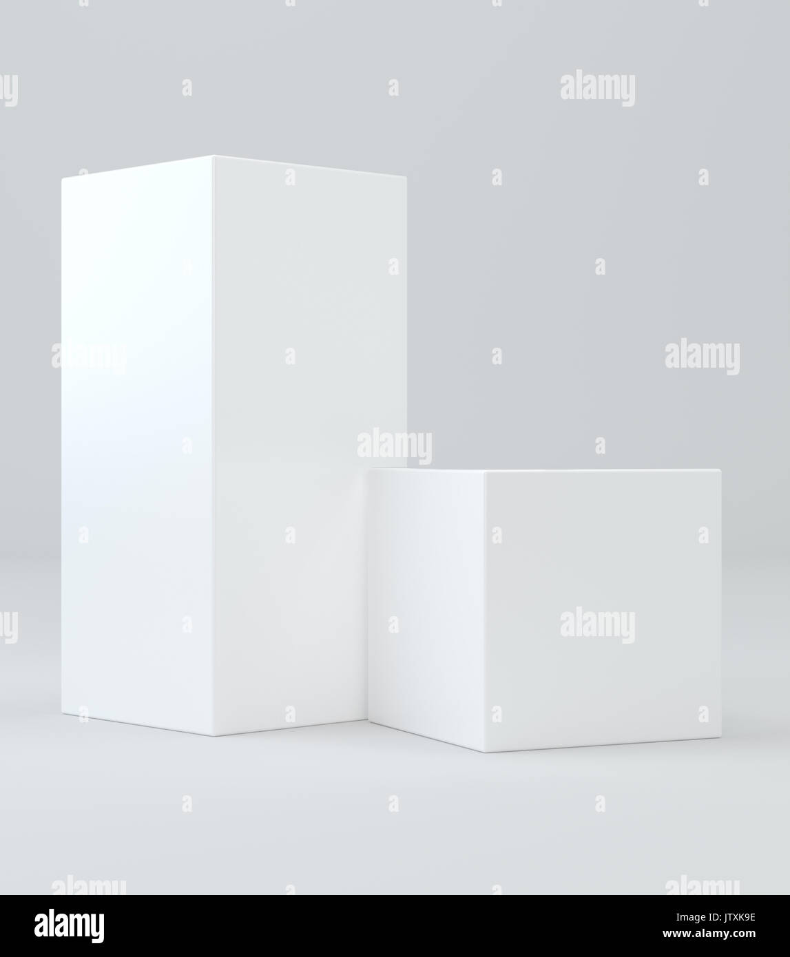 White cube in light studio. 3d rendering background Stock Photo - Alamy