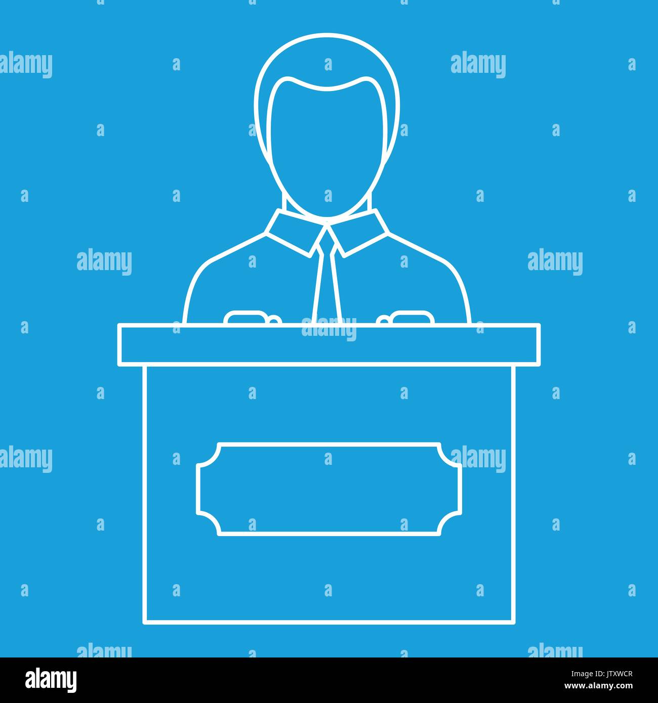Orator speaking from tribune icon, outline style Stock Vector Image ...