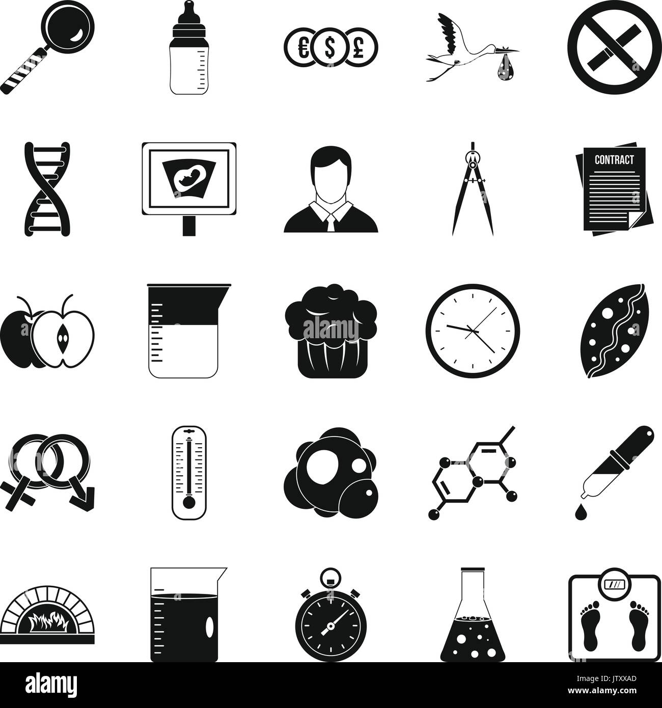 Scientific research icons set, simple style Stock Vector Image & Art ...