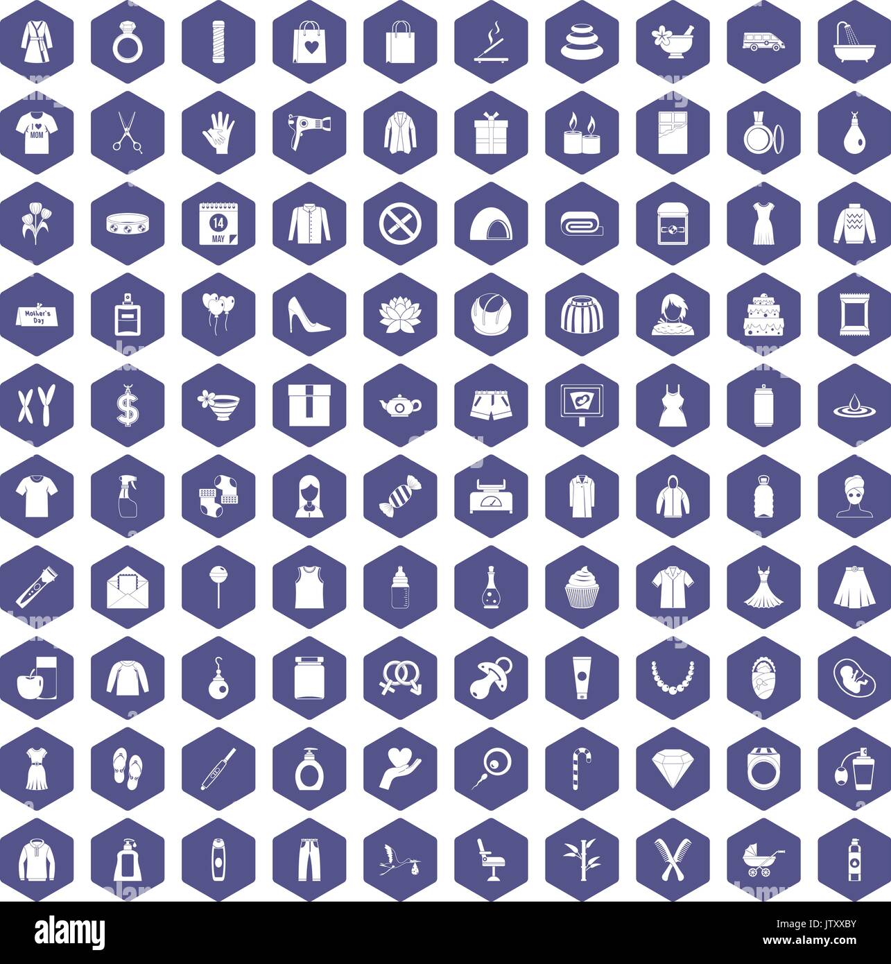 100 woman icons hexagon purple Stock Vector Image & Art - Alamy