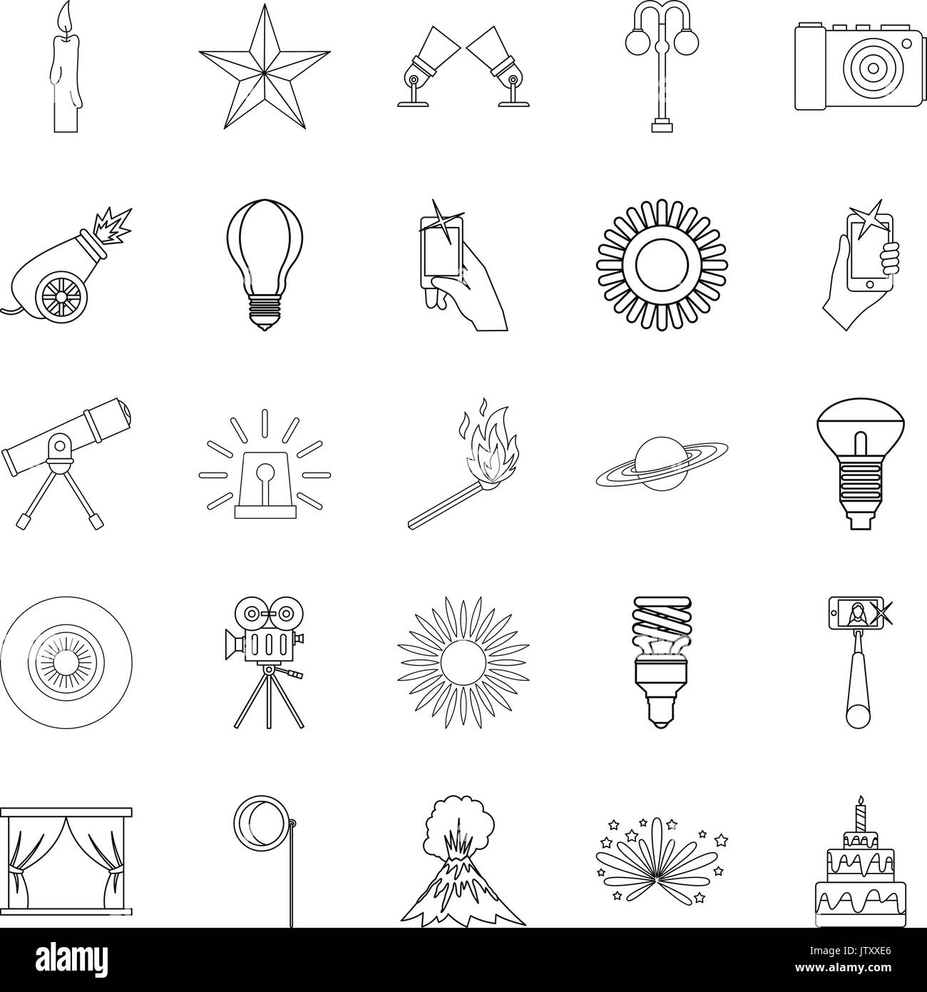 Burst icons set, outline style Stock Vector Image & Art - Alamy