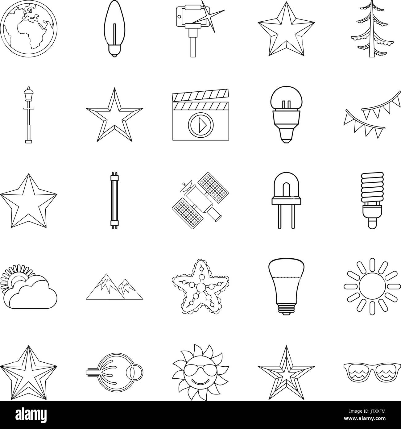 Flash icons set, outline style Stock Vector Image & Art - Alamy