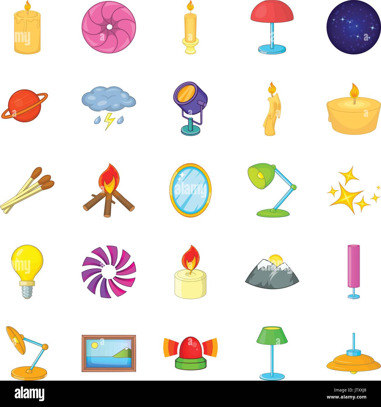 Light icons set, cartoon style Stock Vector Image & Art - Alamy
