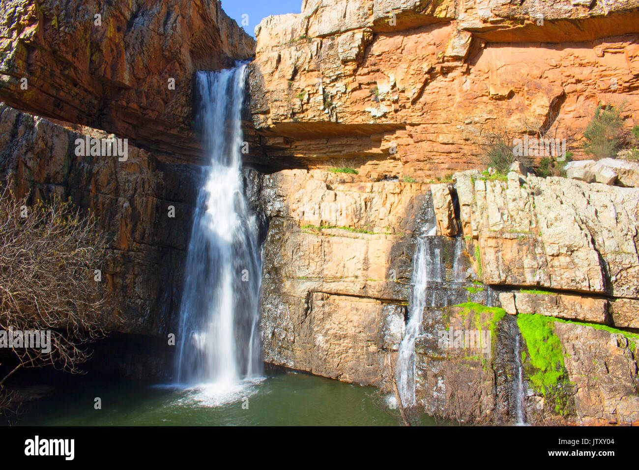 Waterfall. Beautiful mountains view. Despeñaperros Natural Park ...